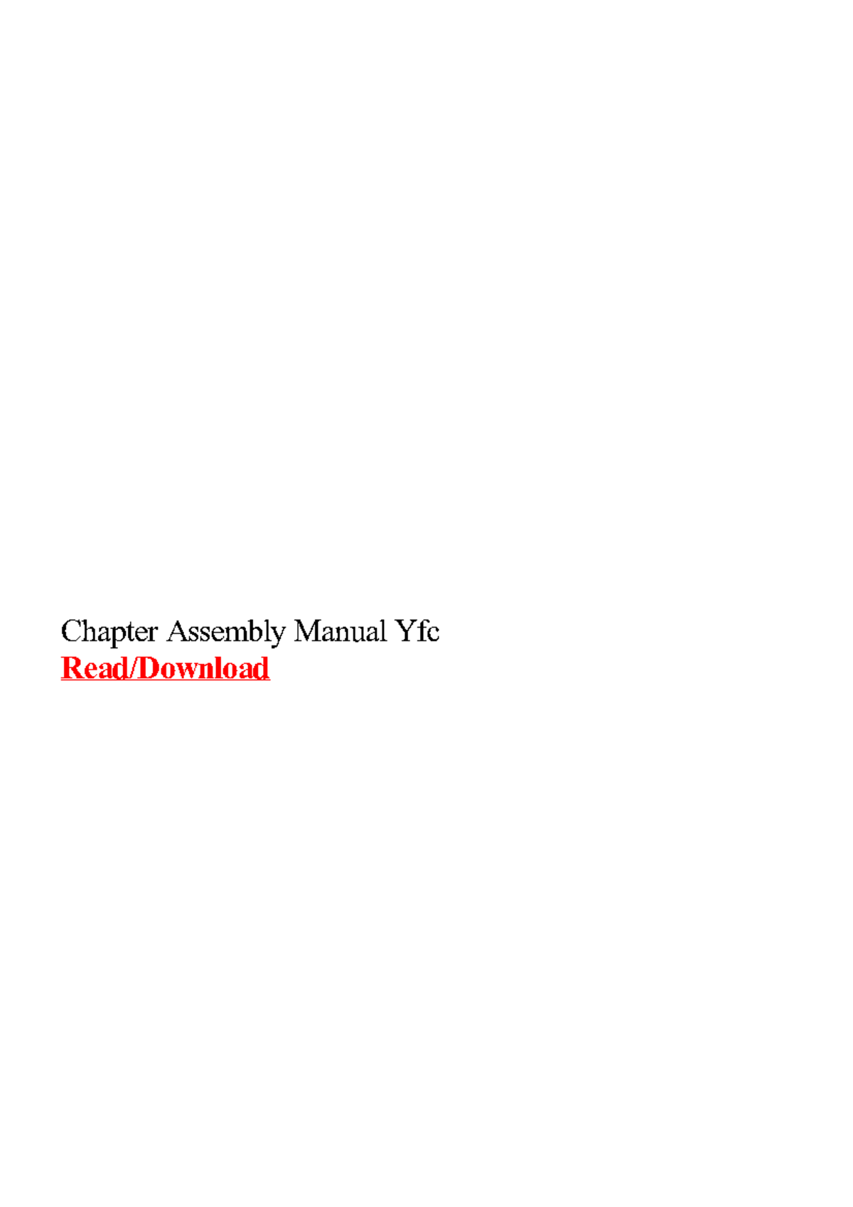 Pdfcoffee - Chapter Assembly Manual Yfc CFC YOUTH FOR CHRIST YFC VISION YFC MISSION Building the ...