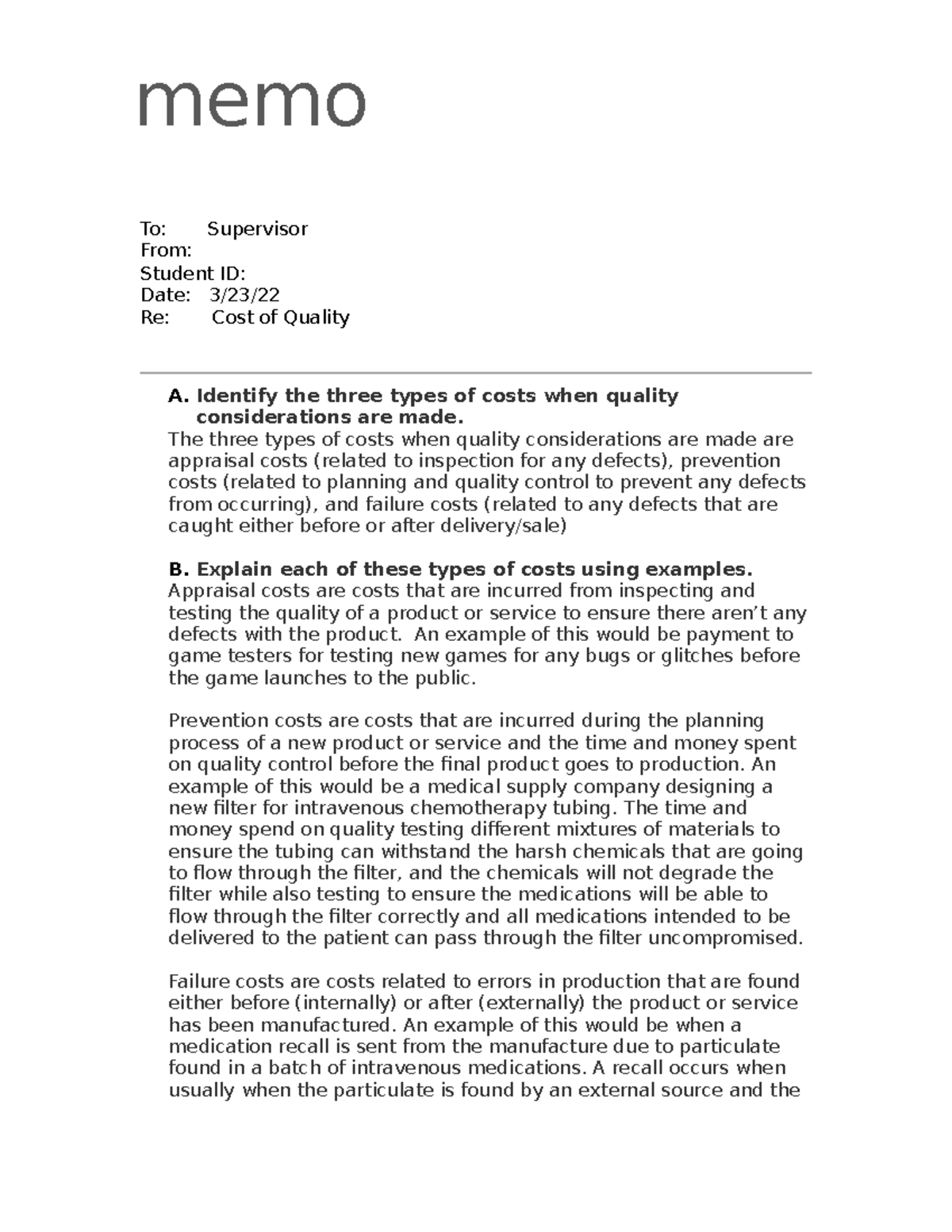 QHT1 - Task 1 - Task 1 of 4 for Business Management - passed no ...