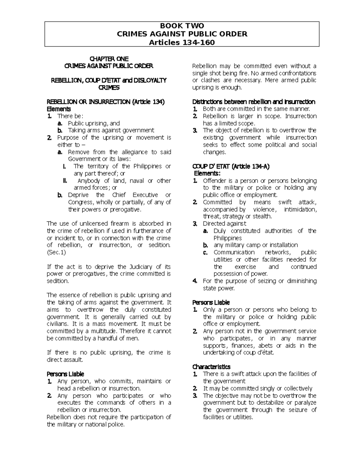 3. Crimes Against Public Order - CRIMES AGAINST PUBLIC ORDER Articles ...