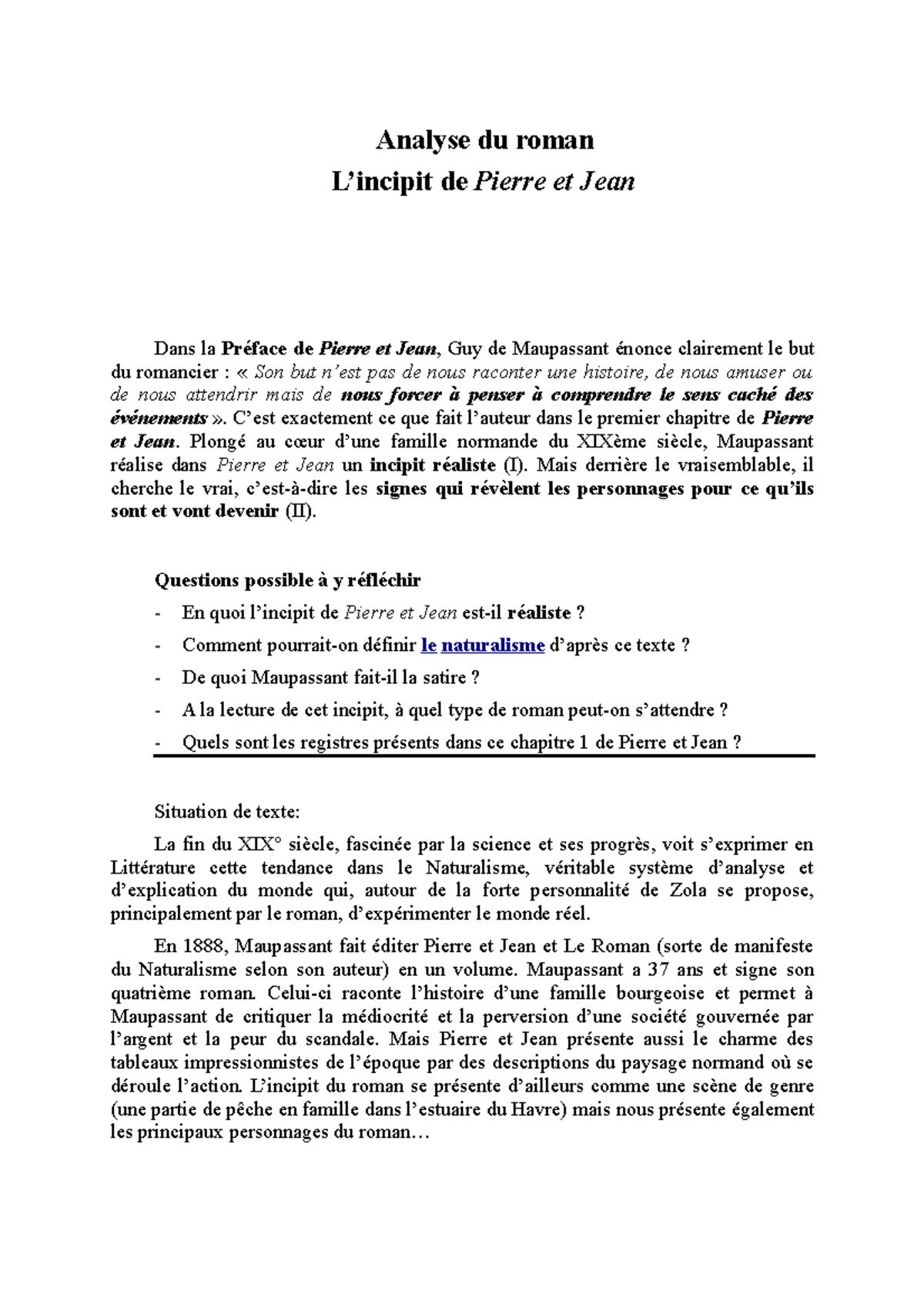Analyse du roman Analyse-lincipit Pierre ET JEAN - Analyse du roman L ...