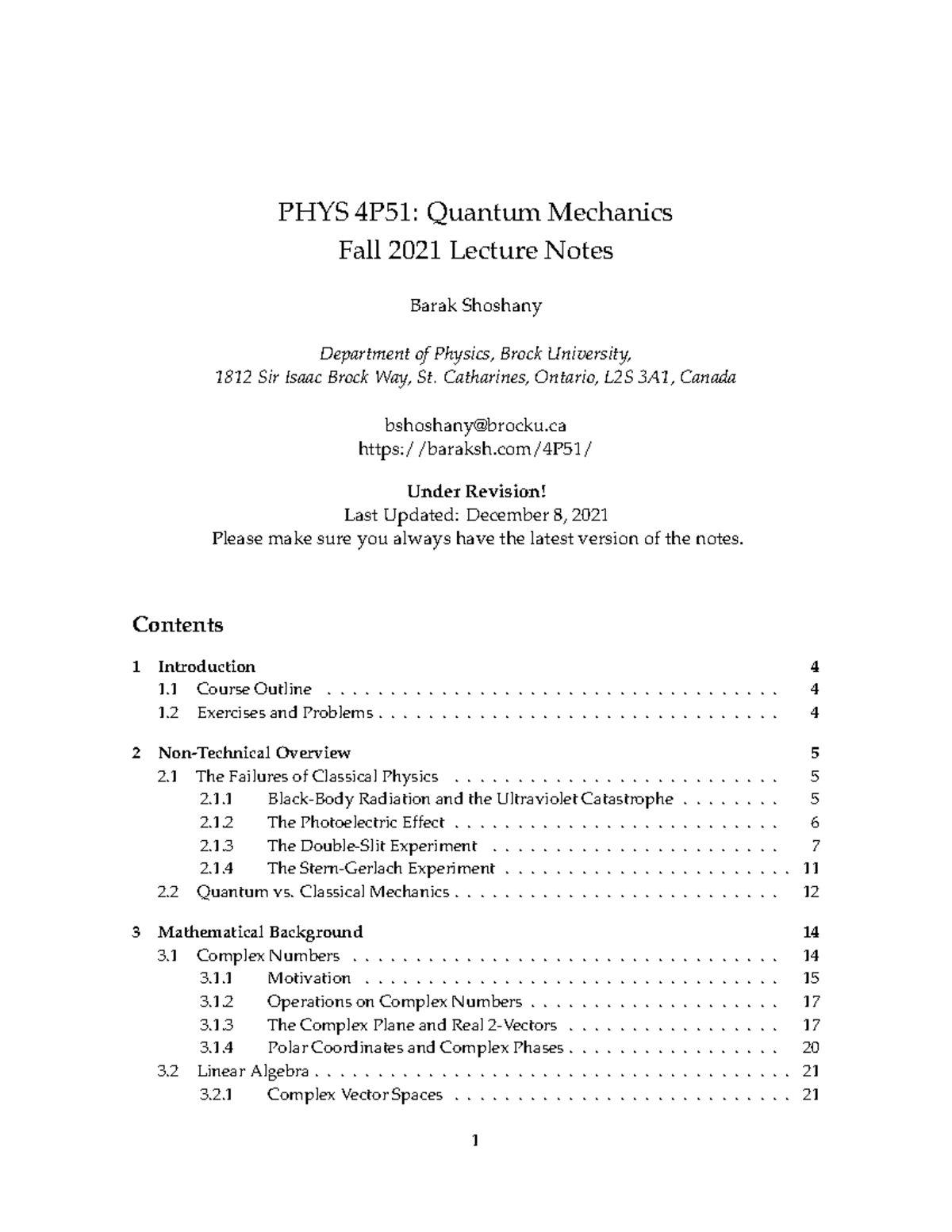 PHY256 Shoshany - textbook - PHYS 4P51: Quantum Mechanics Fall 2021 ...