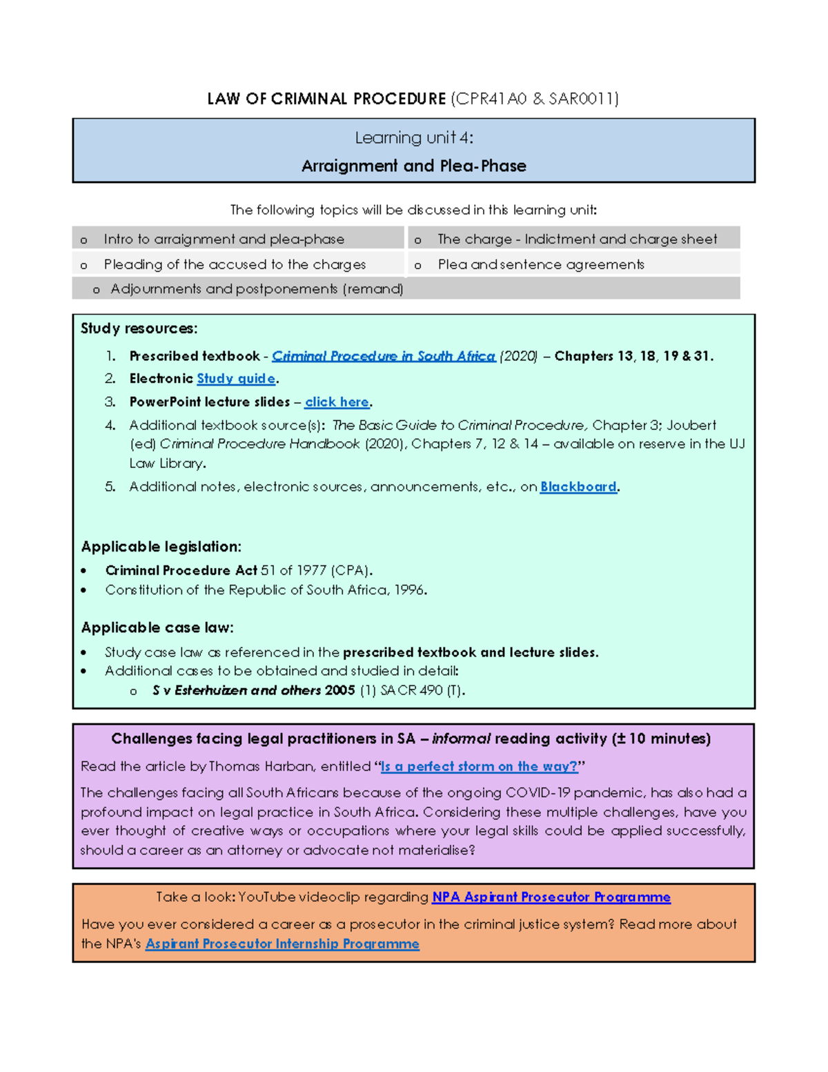 Arraignment and Plea-phase e-handout.pdf - LAW OF CRIMINAL PROCEDURE ...