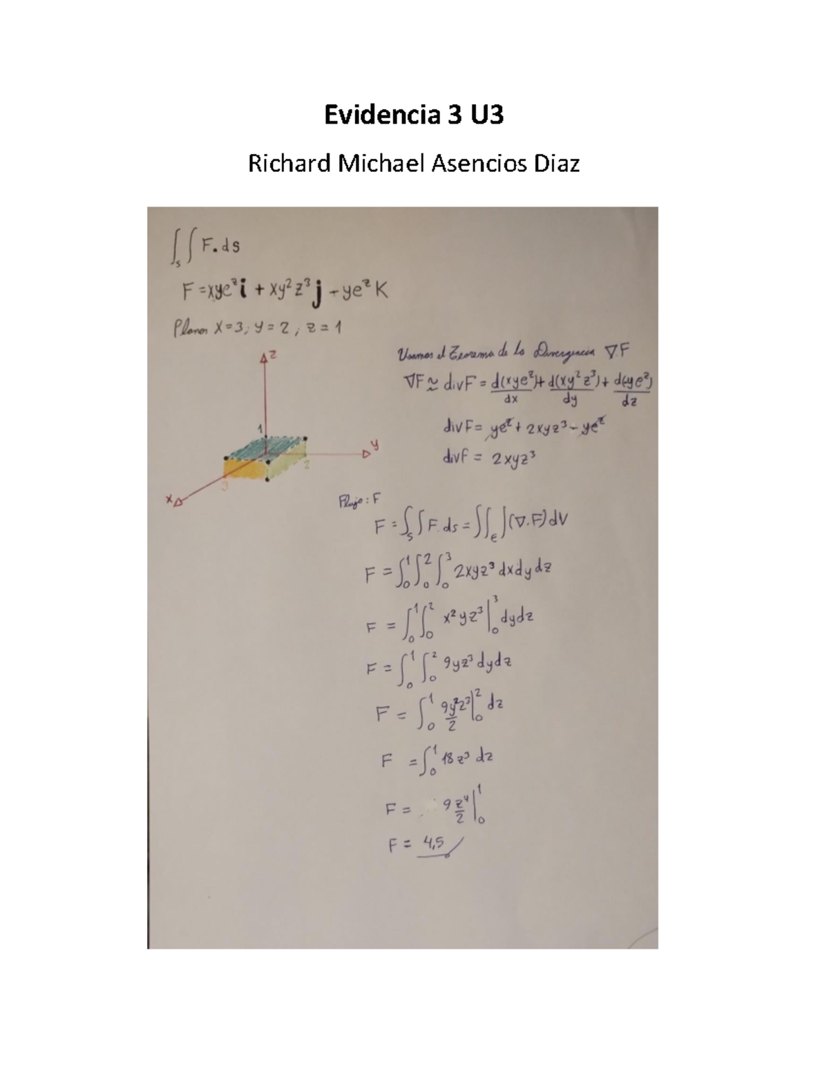 Evidencia 3 U3 - Matemática analítica 3 - Evidencia 3 U Richard Michael Asencios Diaz - Studocu