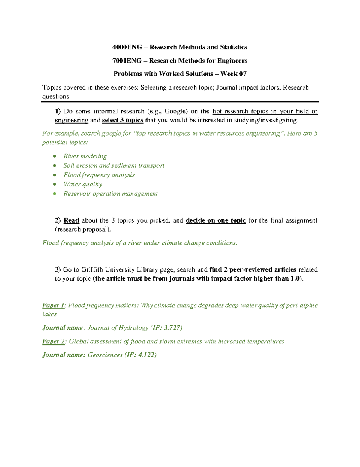 E7 - research problem - 4000ENG – Research Methods and Statistics ...