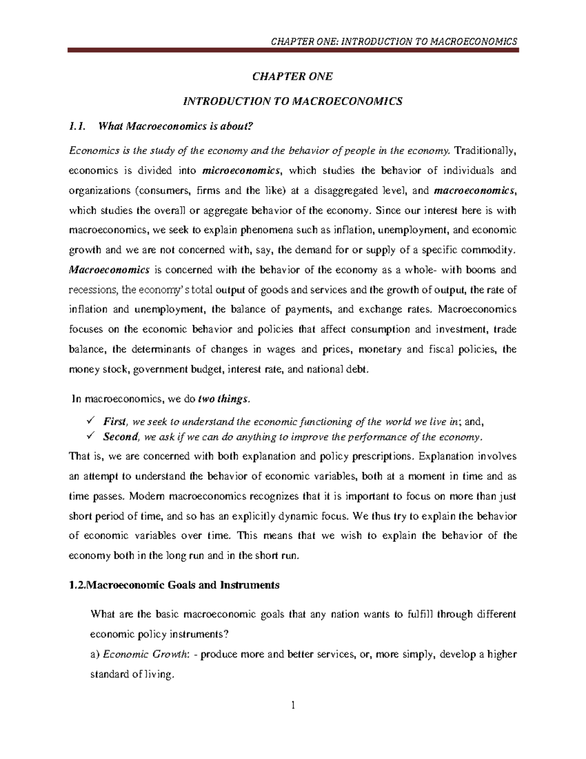 Chapter 1 - resource share - CHAPTER ONE INTRODUCTION TO MACROECONOMICS ...