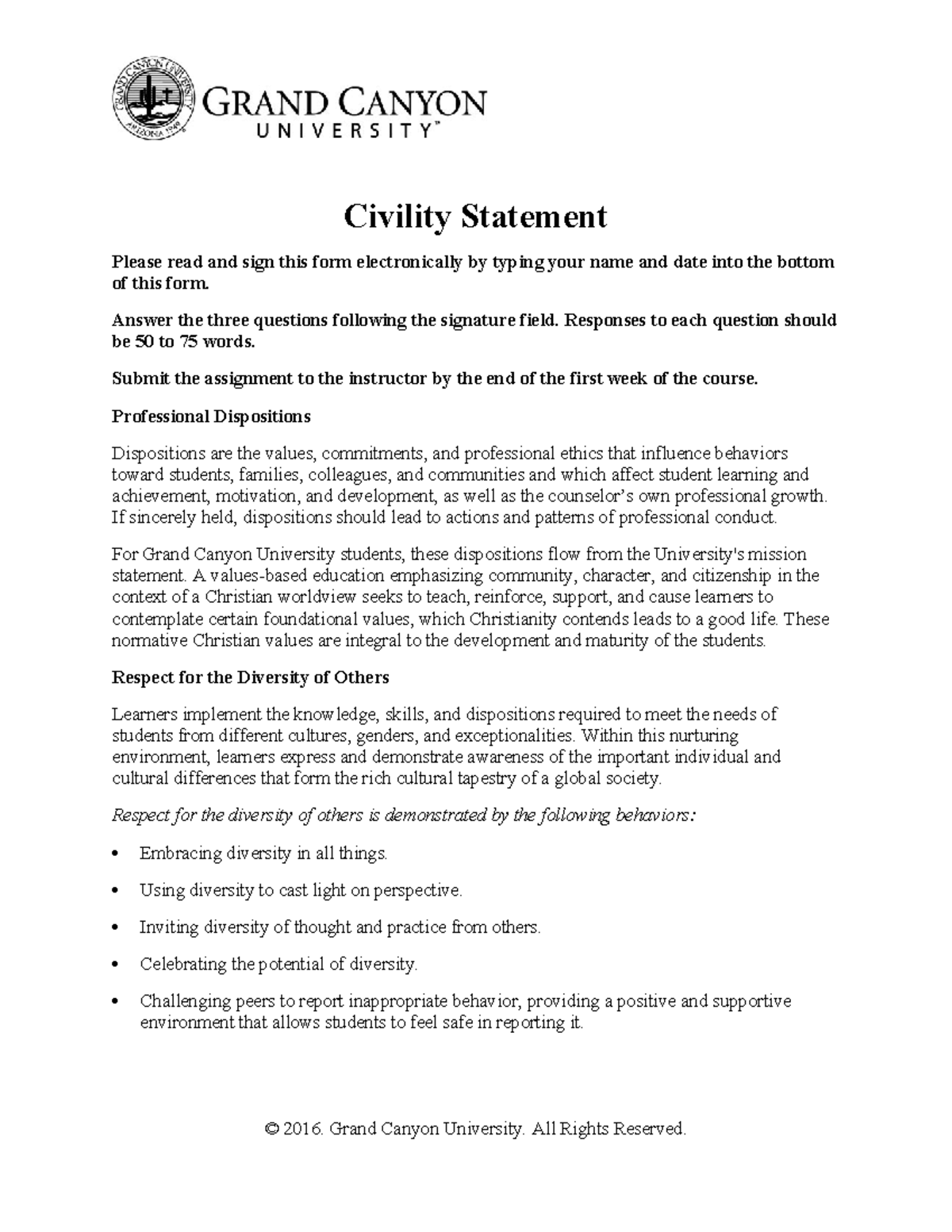 MHW-510 - class work tp assist - Civility Statement Please read and ...