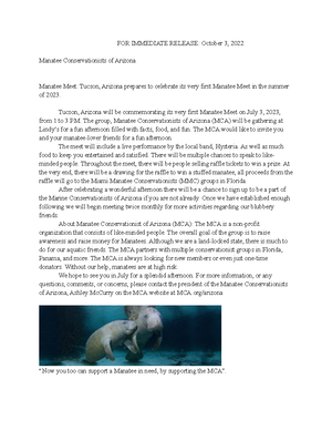 Feature Article - Innovation in The Protection of Manatees One of the ...