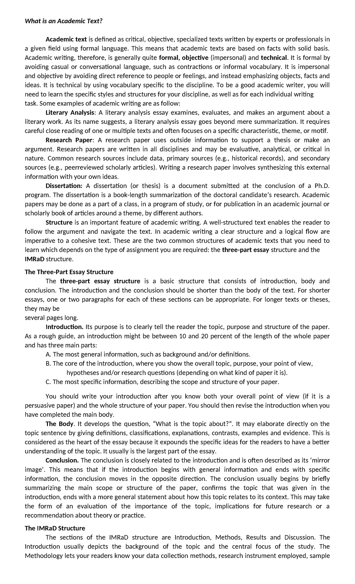 Academic-Text-Structure - What is an Academic Text? Academic text is ...