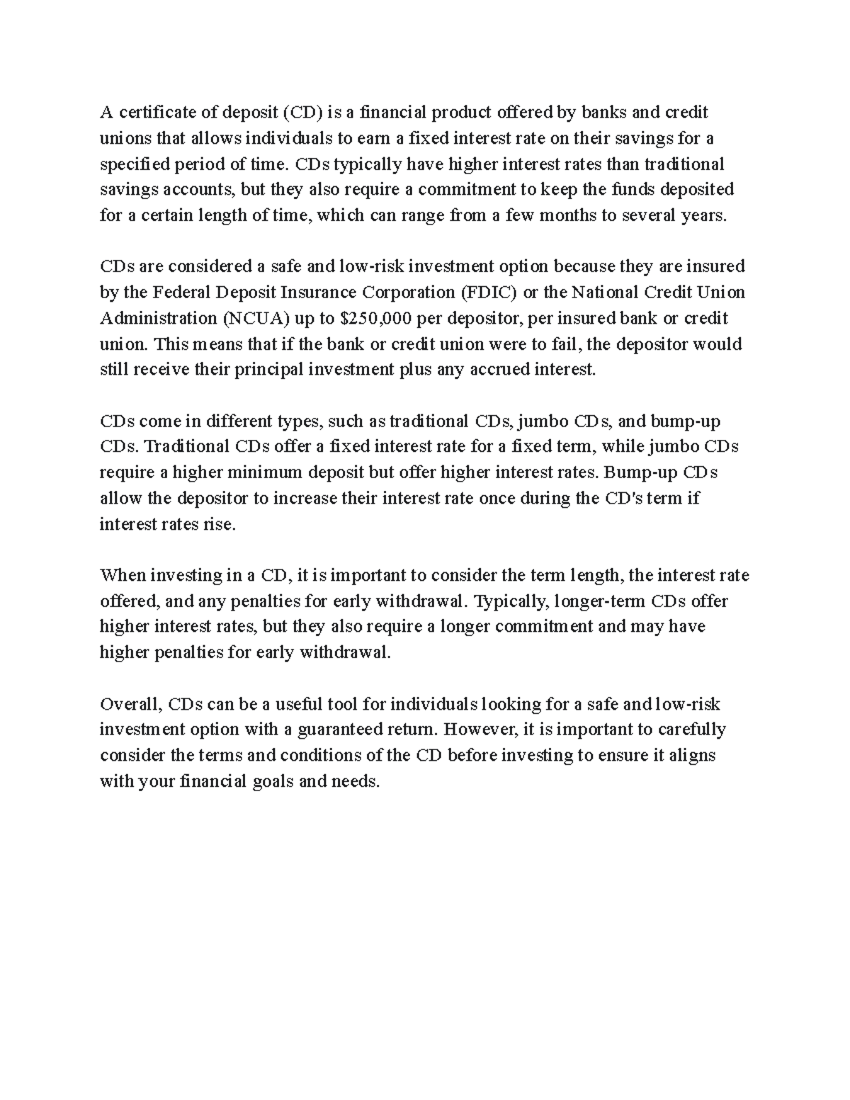 AP Macroecnomics Notes certificate of deposit - A certificate of ...