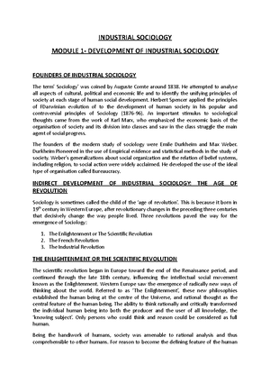 1. Introduction to Industrial Sociology - INDUSTRIAL SOCIOLOGY MODULE 1 ...