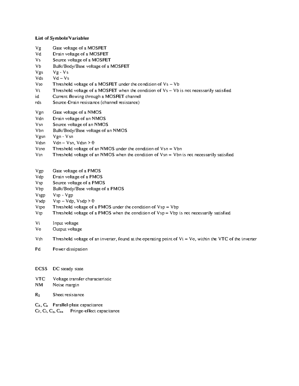 Variables symbols the ppt for this class - List of Symbols/Variables Vg ...