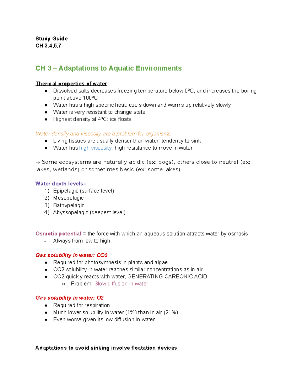 Ecology – Exam #2 (Study Guide) - Study Guide CH 3,4,5, CH 3 ...