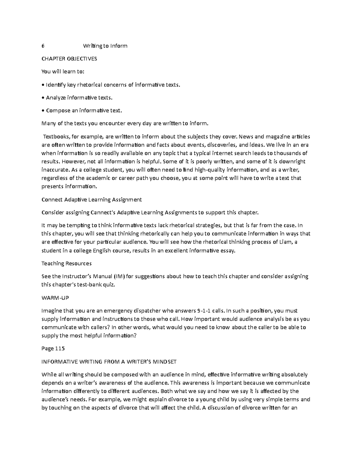 Chapter 6 writing to inform notes - Copy - 6 Writing to Inform CHAPTER ...