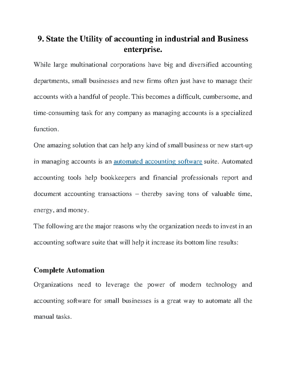 Utility of accounting in industrial - 9. State the Utility of ...