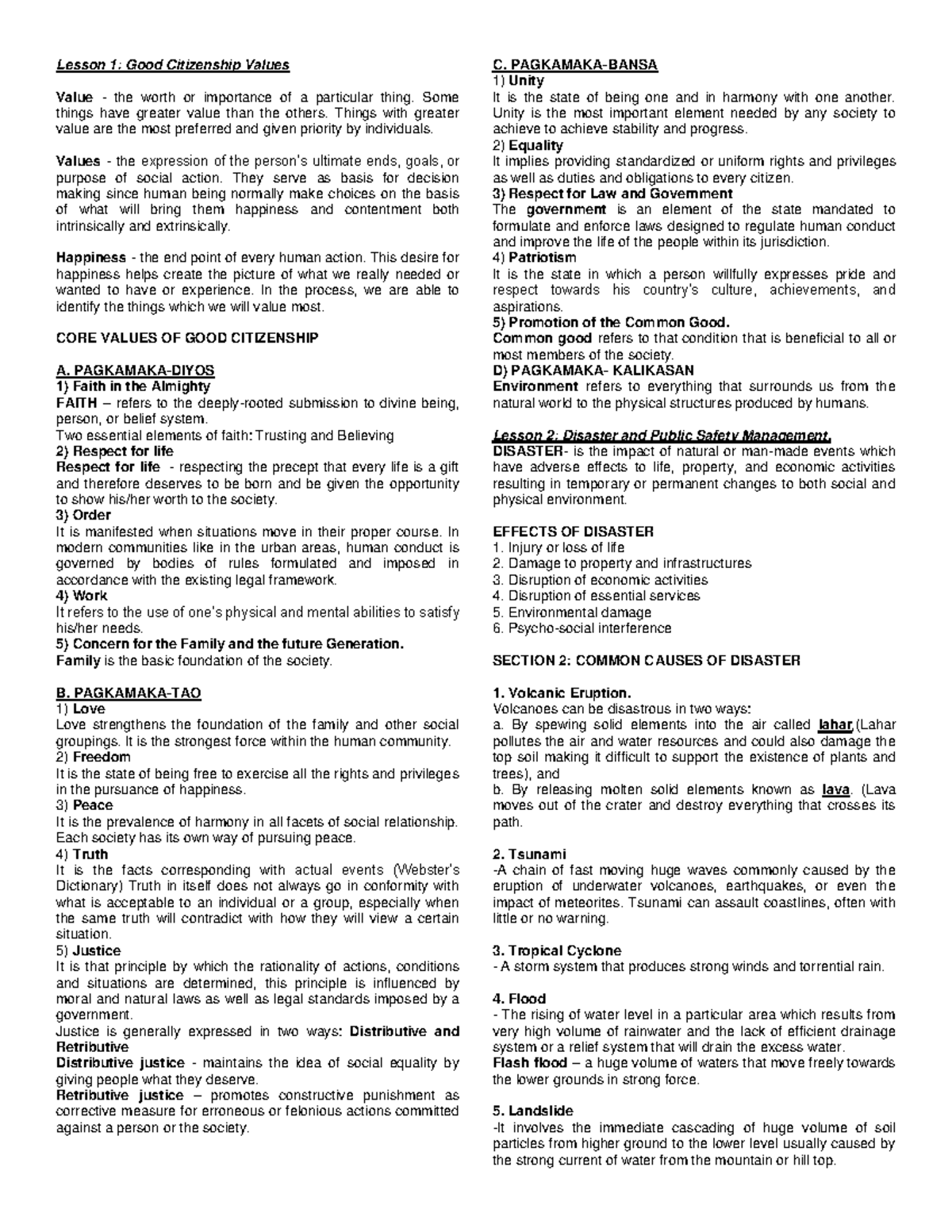 NSTP - Nstp - Lesson 1: Good Citizenship Values Value - the worth or ...