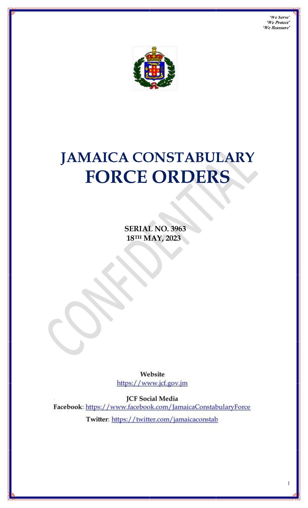 Force Orders NO. 3963 Dated 2023-05-18 - ‘We Protect’ ‘We Reassure ...