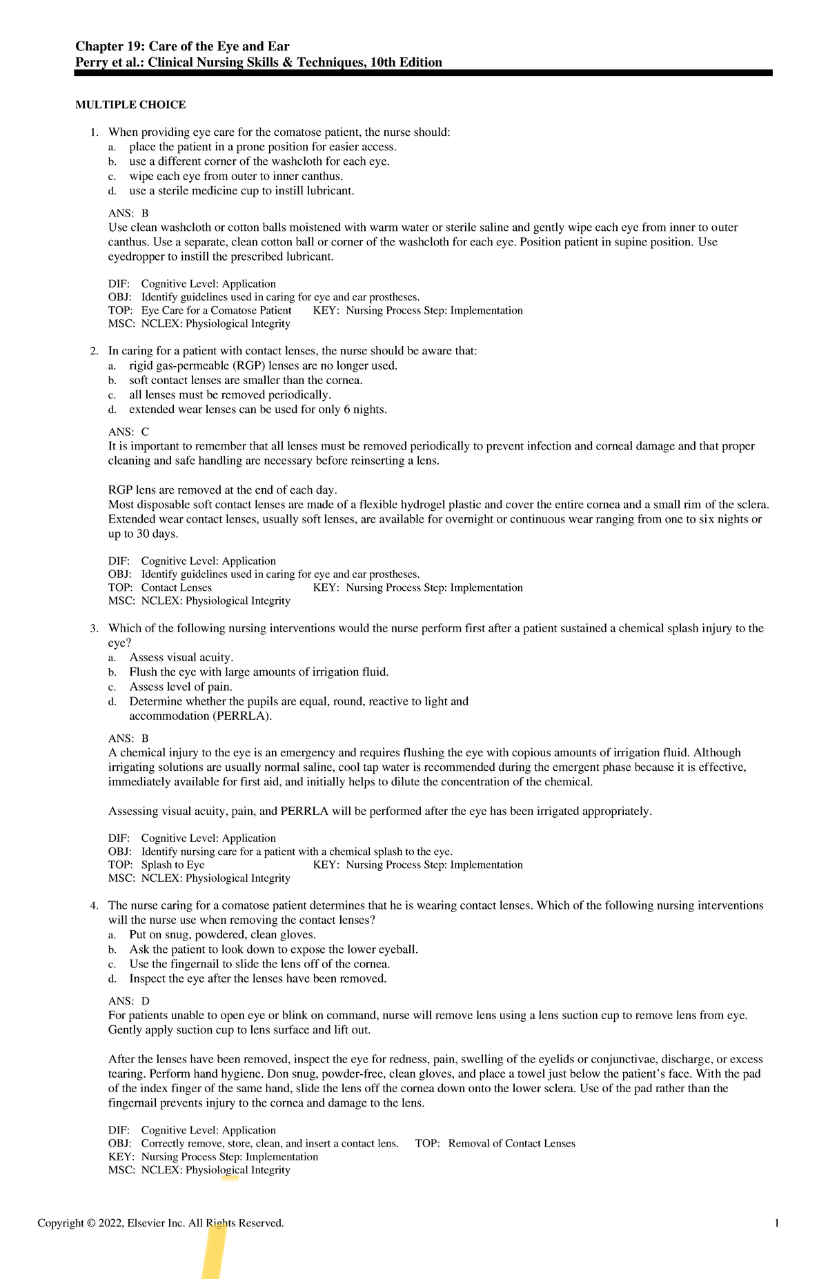 Exam View - Chapter 19 - Quiz - Chapter 19: Care of the Eye and Ear ...