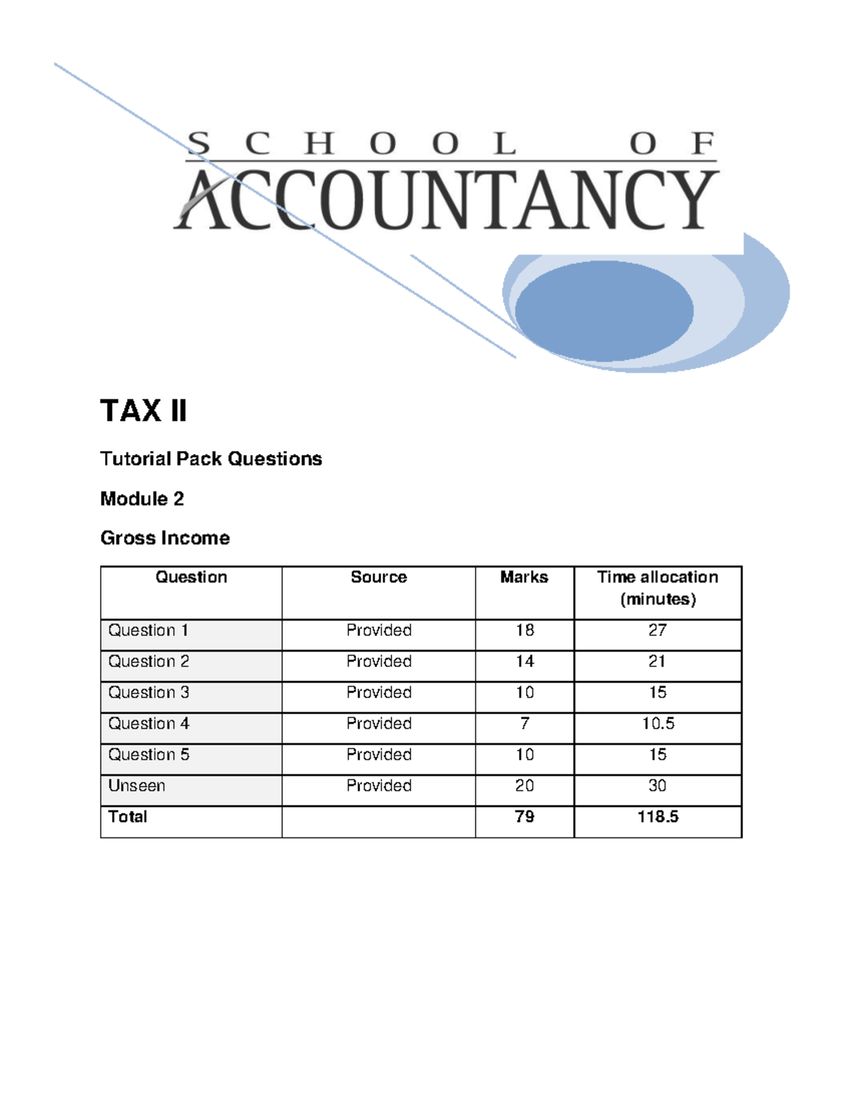 Tutorial Questions (Module 2) Updated 2022 v1 HE - TAX II Tutorial Pack ...