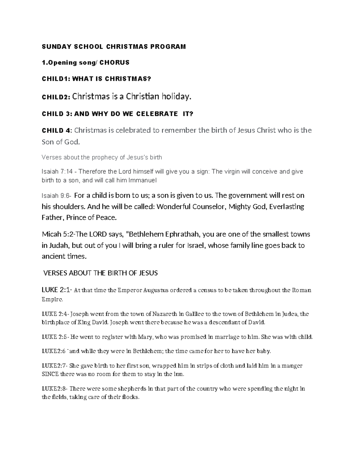 Sunday School Christmas Program - SUNDAY SCHOOL CHRISTMAS PROGRAM 1 ...