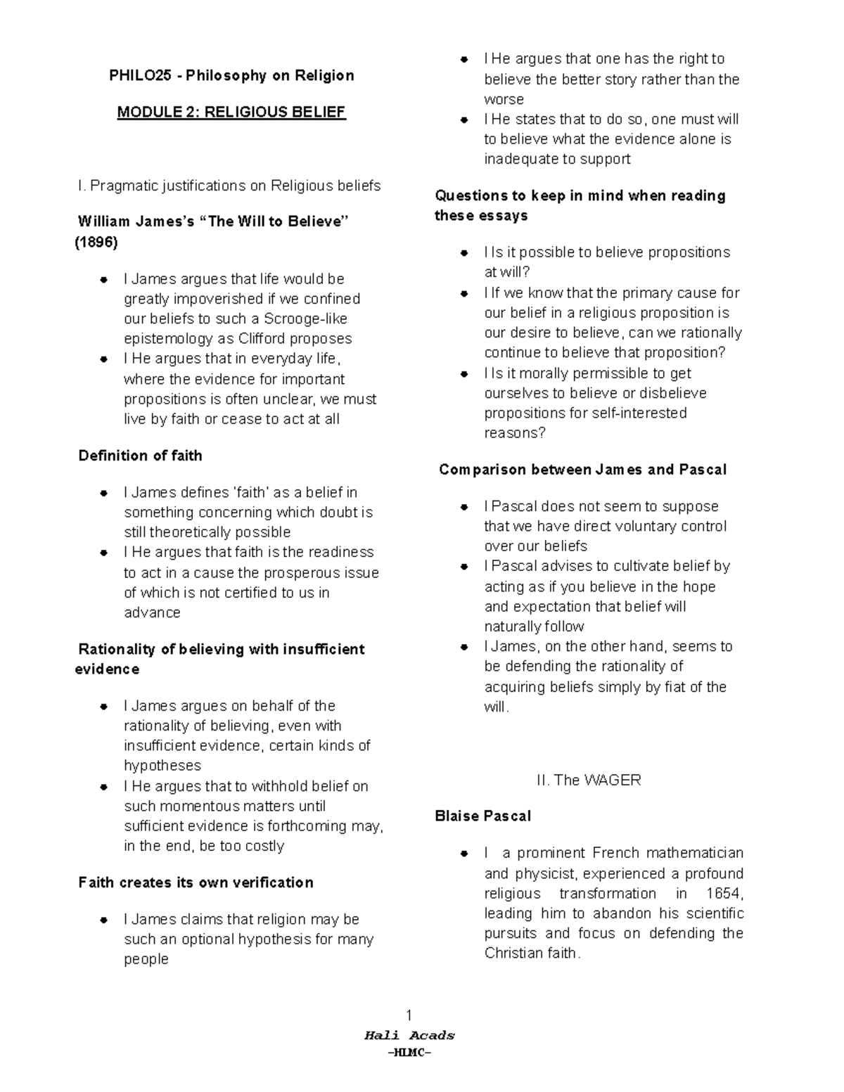 PHILO25 - Philosophy on Religion M2 Notes Religious beliefs - PHILO25 ...