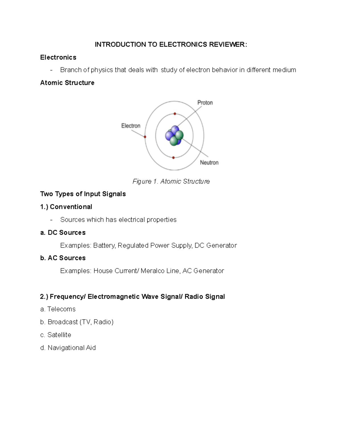 Introduction To Electronics Reviewer - INTRODUCTION TO ELECTRONICS REVIEWER: Electronics ...