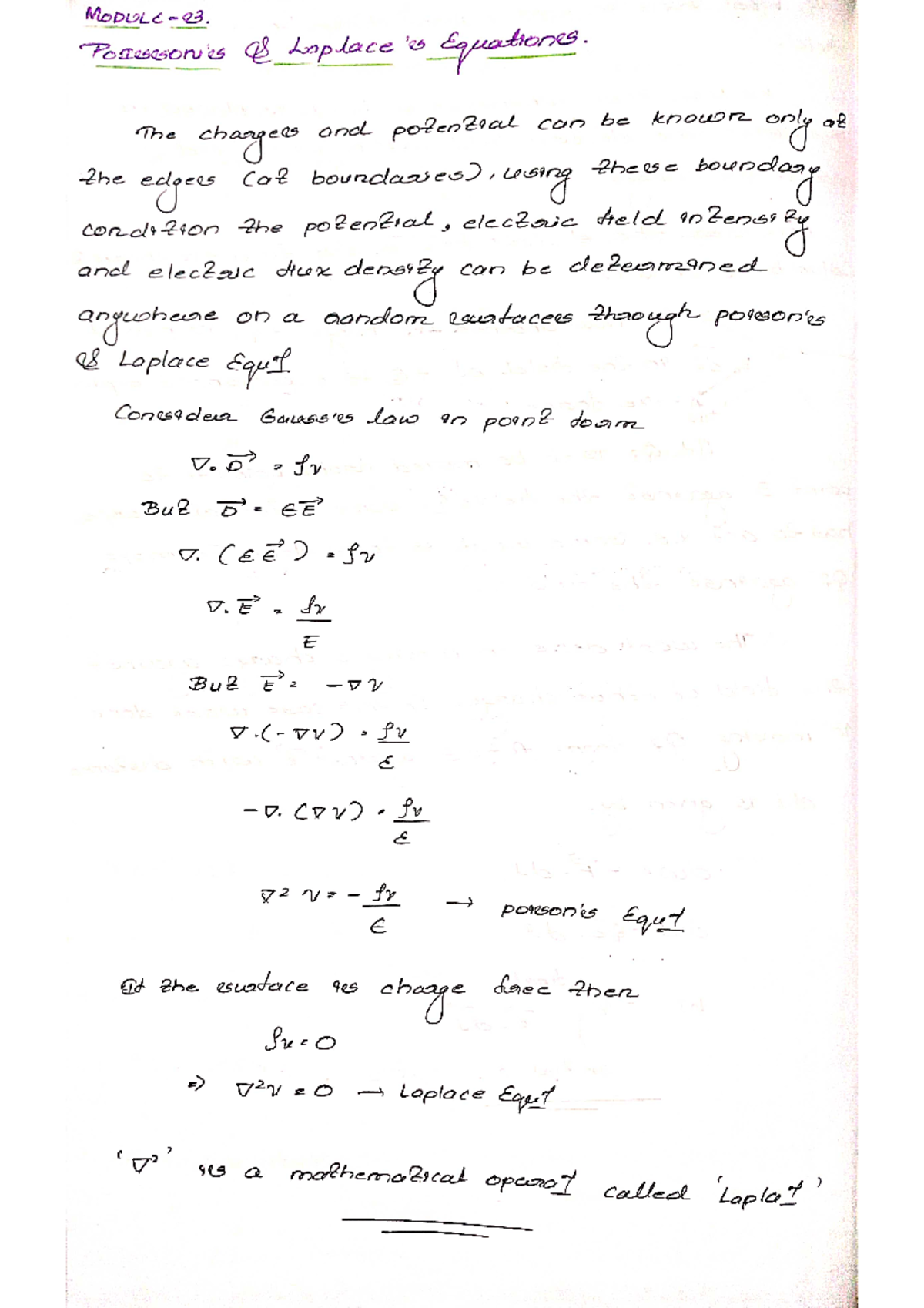 EMW Module-3 - ... - Laplace es Equationes The changees and potential ...
