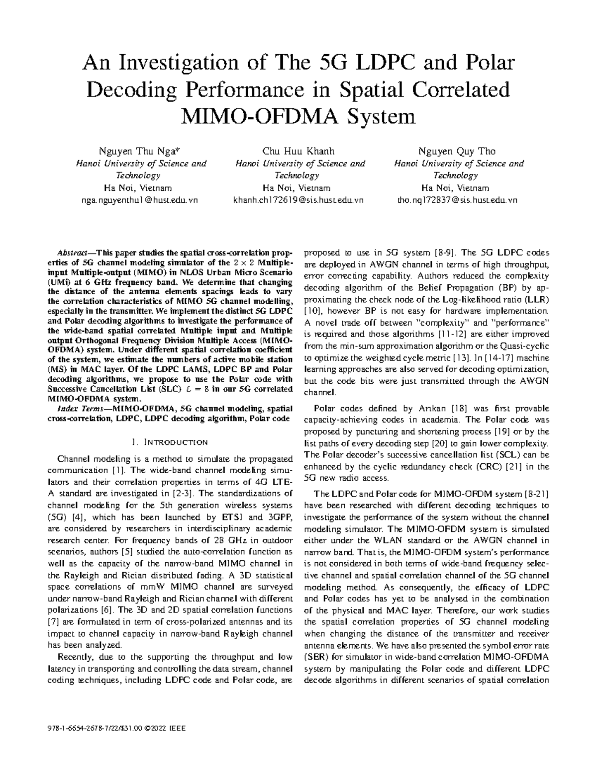 Mimo Ofdma Spatial Correlation Property In Ldpc System New Format An Investigation Of The 5g