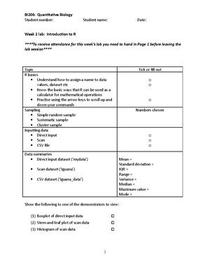 BI206 Tutorial 2 - Some practice materials for reviewing and revision ...