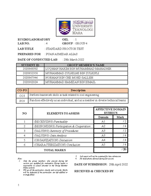 Particle SIZE Distribution - Hydrometer TEST - ECG263 LABORATORY OEL ...
