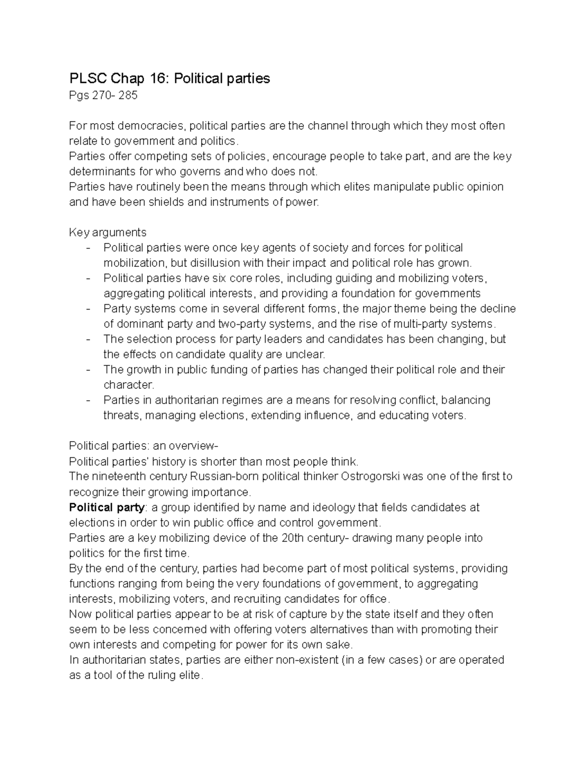 PLSC 113 chap 16: Political Parties - PLSC Chap 16: Political parties ...