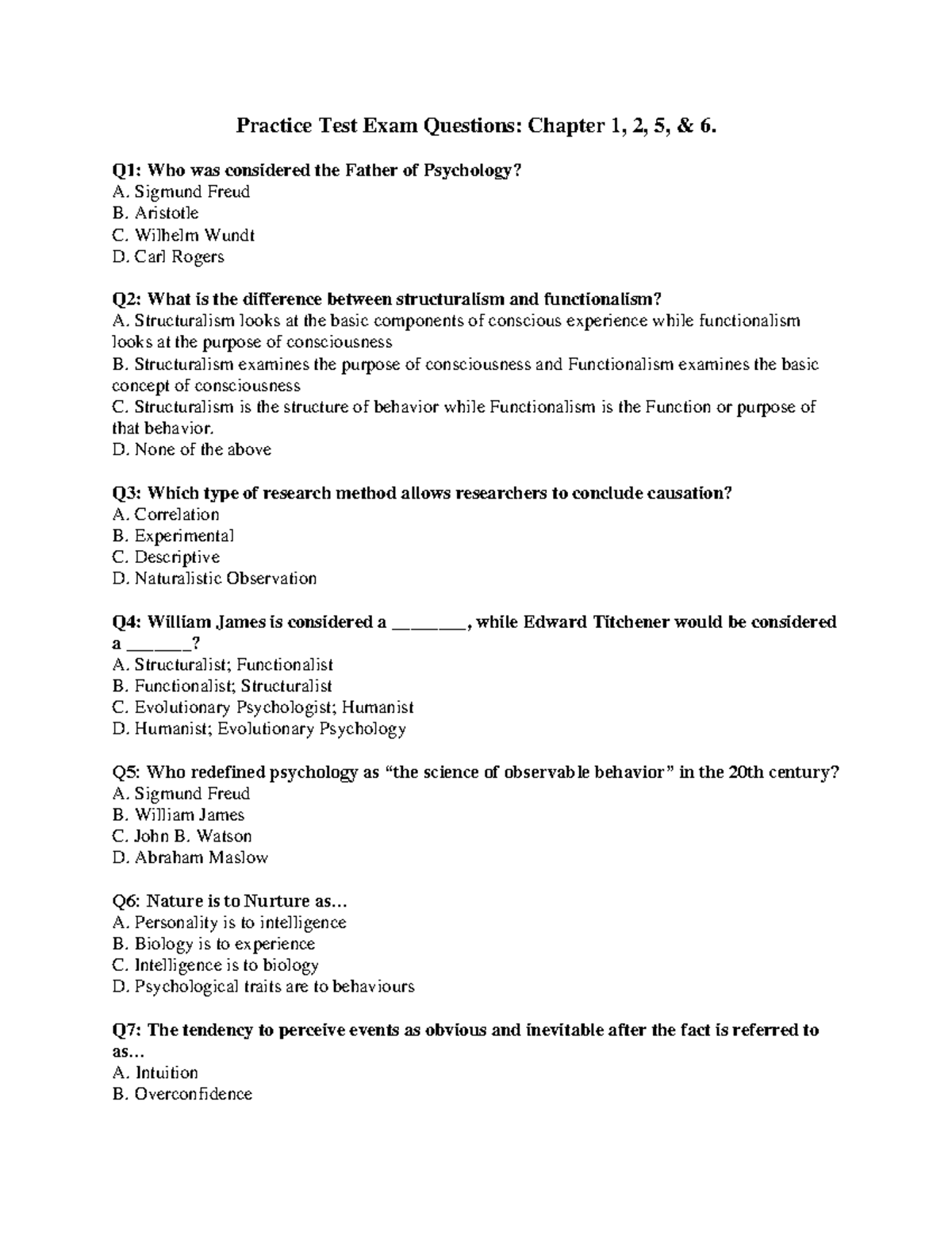 Exam 1-Practice test Qs - Practice Test Exam Questions: Chapter 1, 2, 5 ...