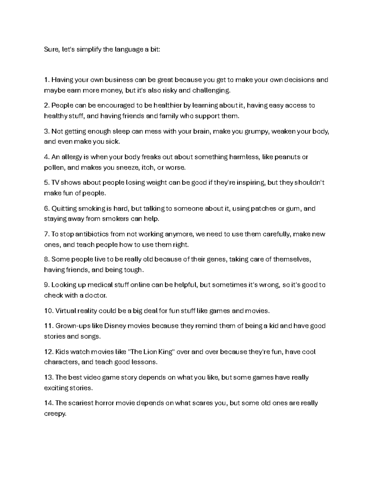 Ejercicios clase - Sure, let's simplify the language a bit: Having your ...