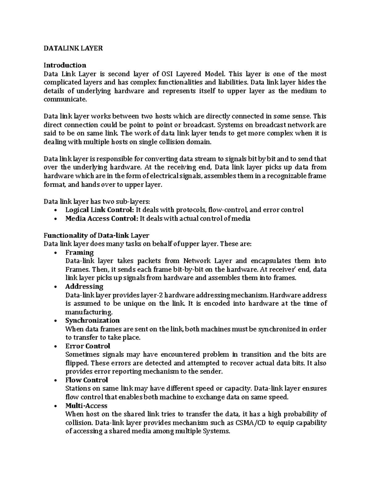 L6 Cn Data Link Layer Datalink Layer Introduction Data Link Layer Is