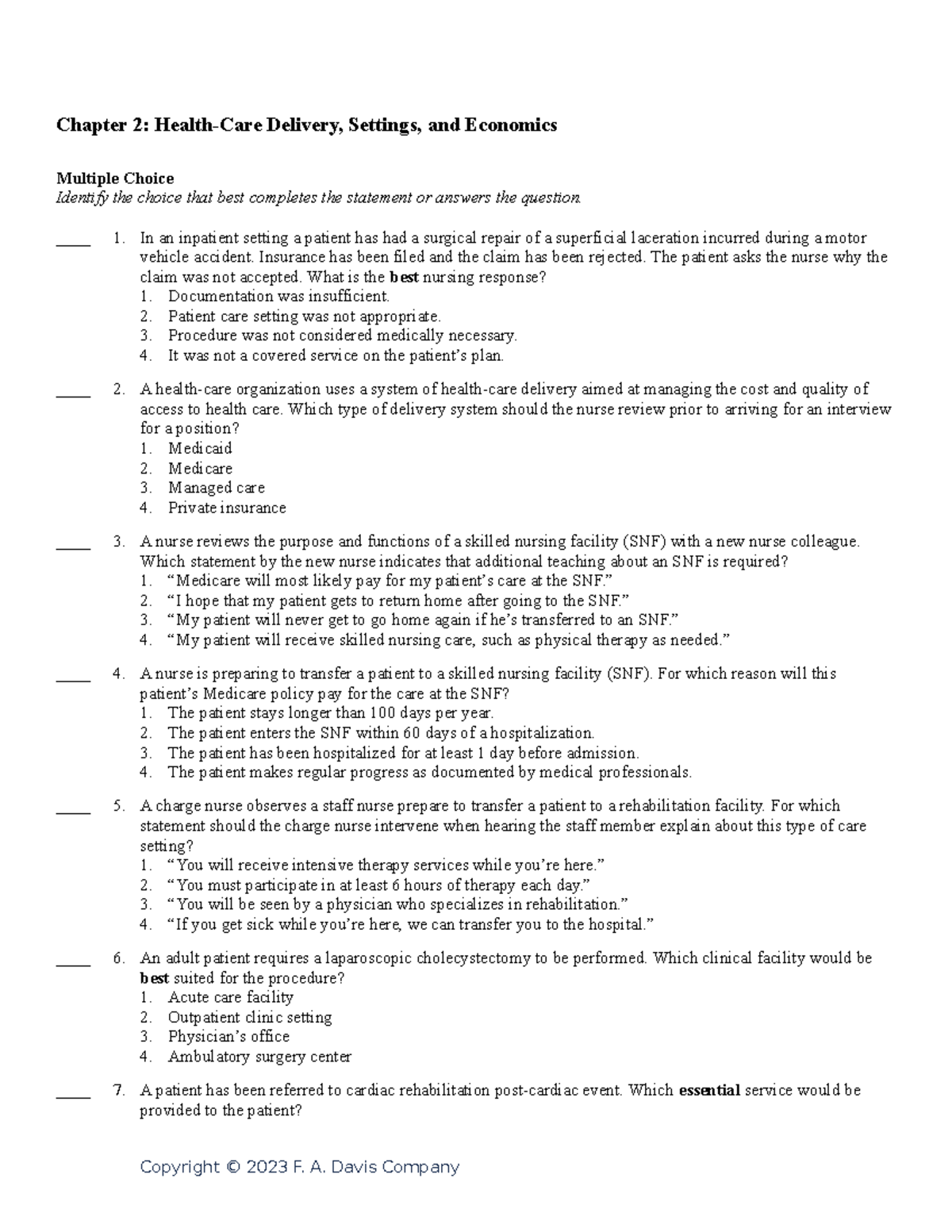 Ch02 - med surg chapter 2 Vocational nursing - Chapter 2: Health-Care ...