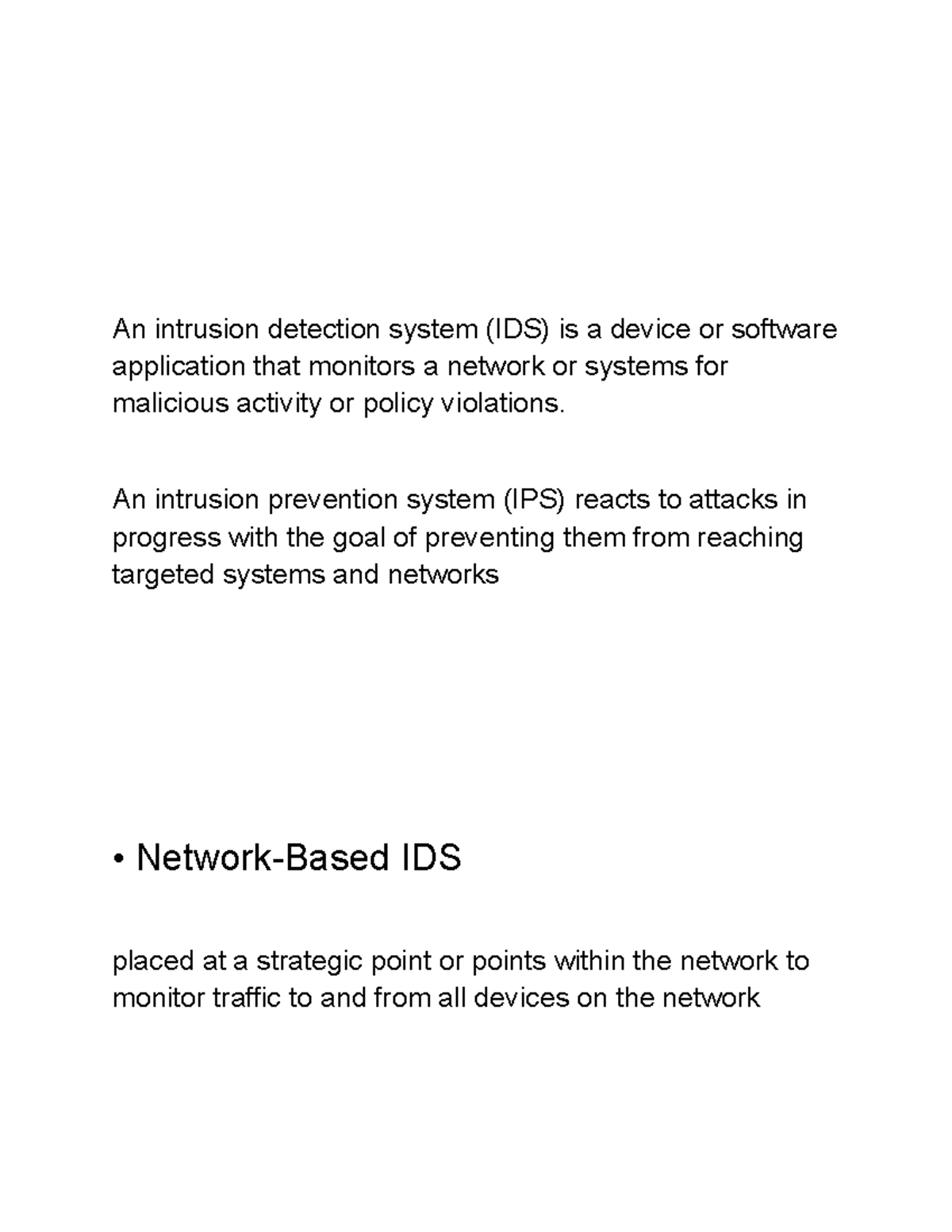 Work - Data regarding isp - An intrusion detection system (IDS) is a ...