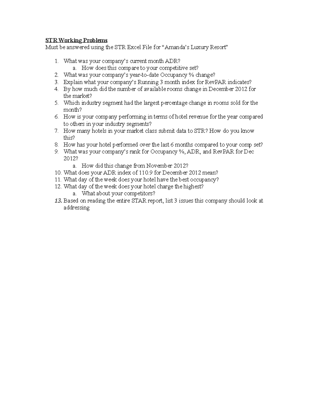 STR Working Problem Questions - STR Working Problems Must be answered ...