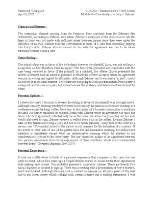 BUS206 Business Law Module 7 - Project 3 Rodriguez Valerie M - Valerie ...