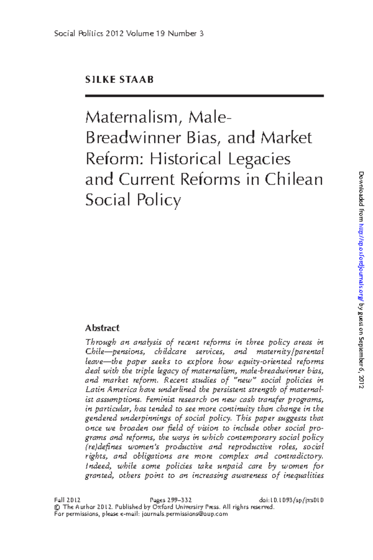 Staab 2012 Maternalismmalebreadwinnerbiasandmarketreform - S I L K E S ...