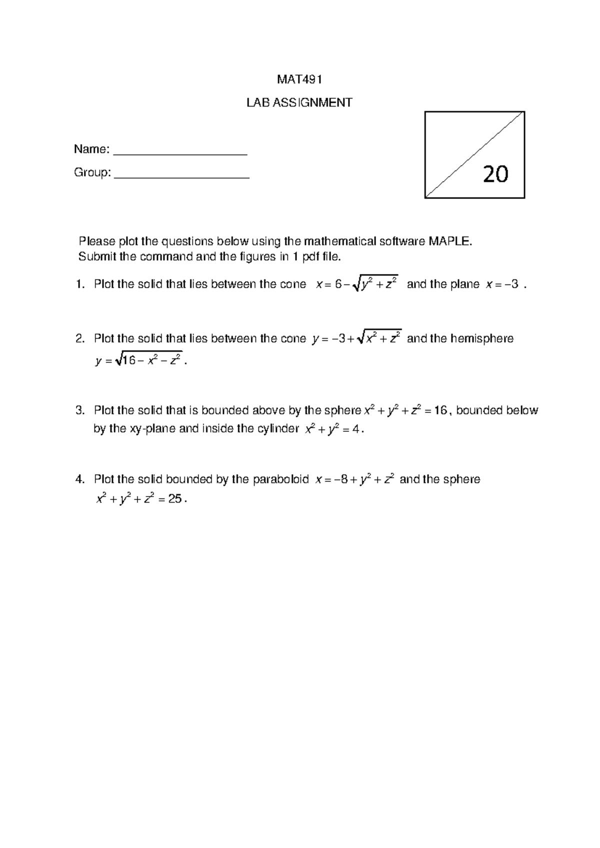 Lab Assignment MAY 2024 SET B - MAT LAB ASSIGNMENT Name: ____________________ Group: - Studocu