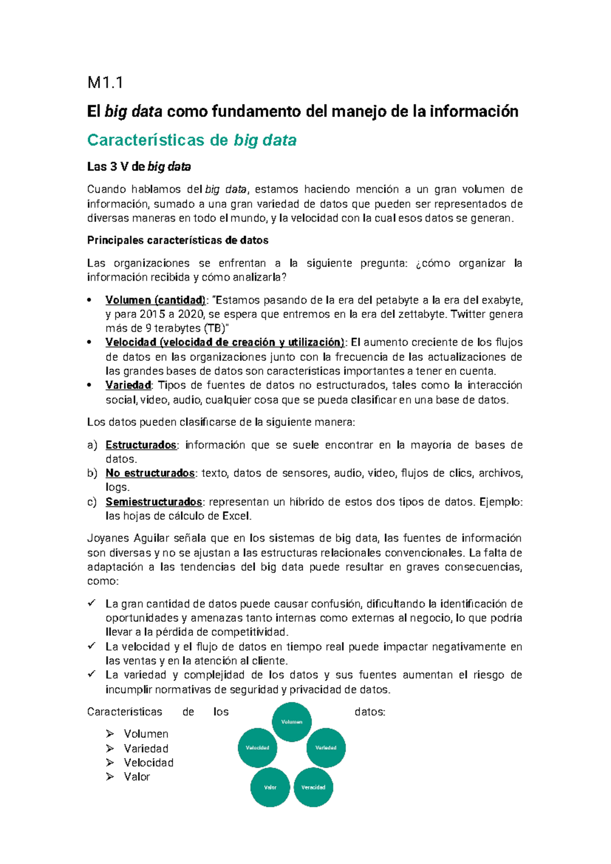 M1 y M2 - Resumen modulo 1 y 2 de Gestion de datos - M1. El big data como fundamento del manejo ...