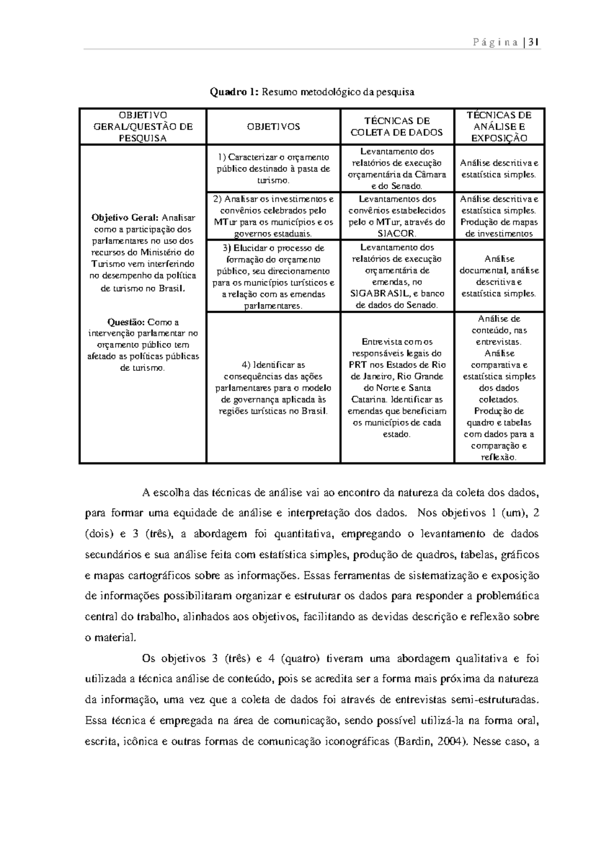 Quadro de resumo metodologico - P á g i n a | 31 Quadro 1: Resumo ...