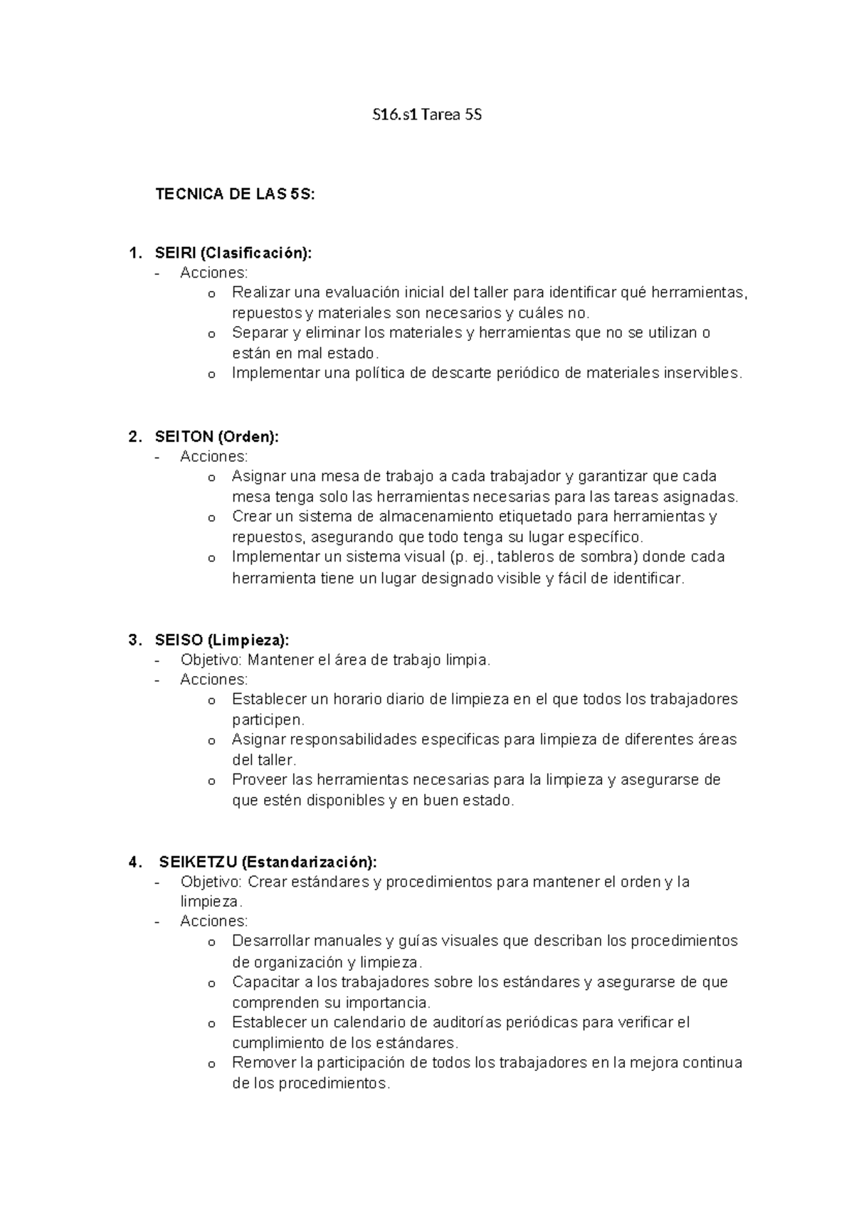 Practica S16.s1 Tarea 5S - S16 Tarea 5S TECNICA DE LAS 5S: 1. SEIRI ...