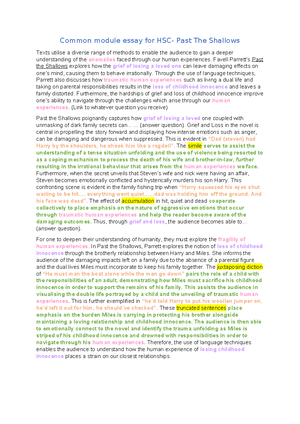 Past The Shallows HSC notes - The Common Module Texts and Human ...