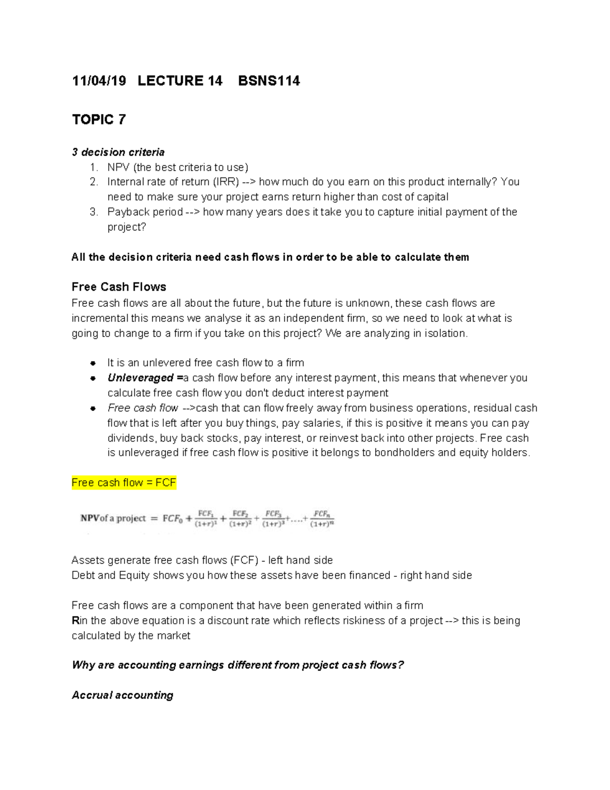 Bsns114 L14 - Lecture notes 14 - 11/04/19 LECTURE 14 BSNS TOPIC 7 3 ...