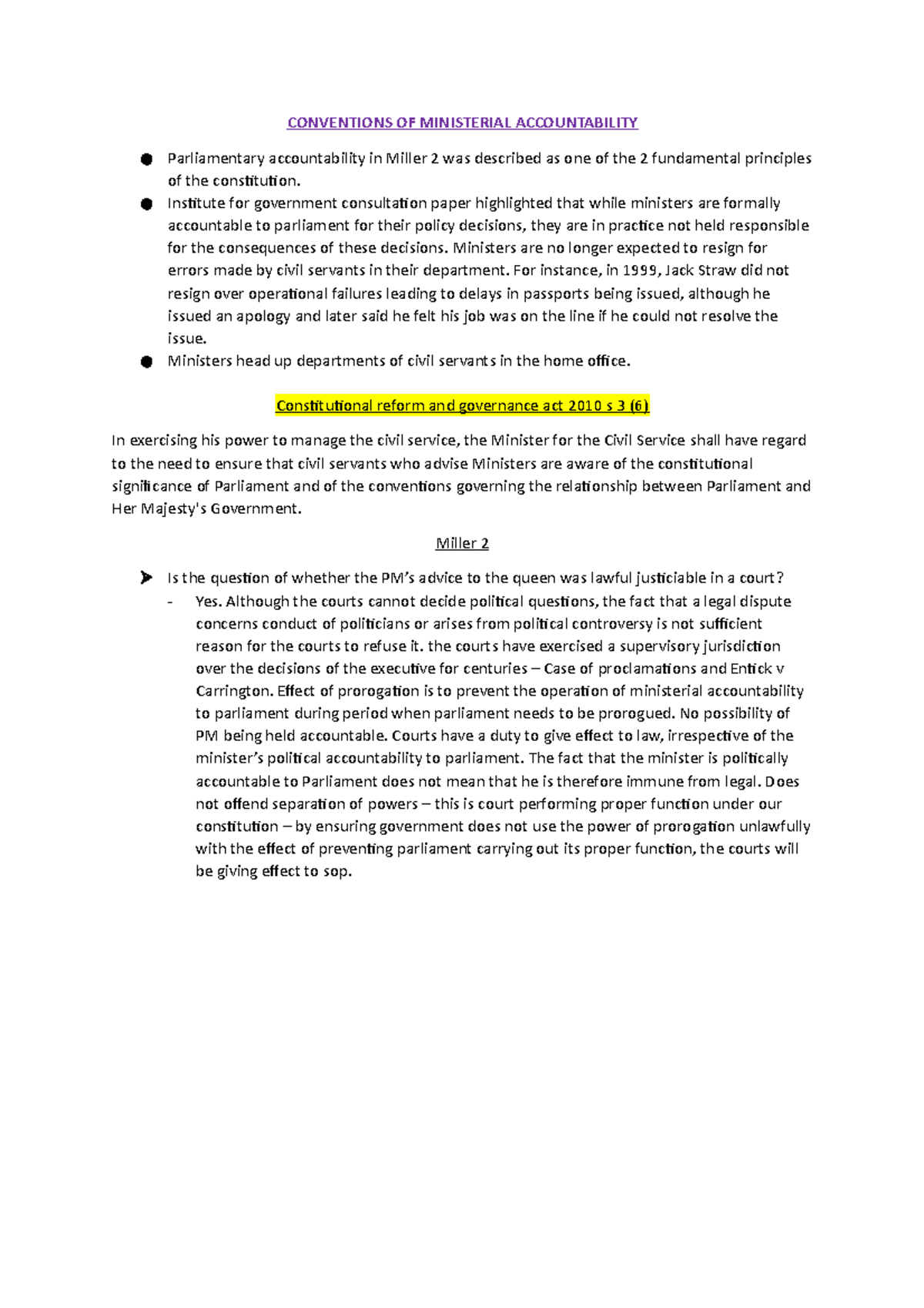 Conventions OF Ministerial Accountability - CONVENTIONS OF MINISTERIAL ...