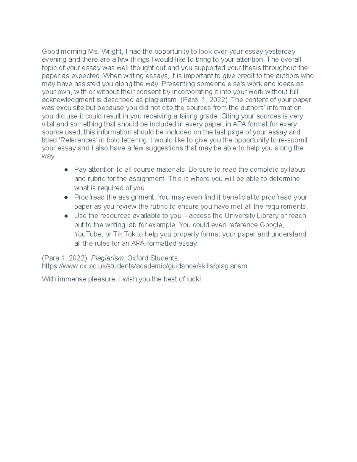 Unit 2 Discussion - APA Formatting (11) - Good morning Ms. Wright, I ...
