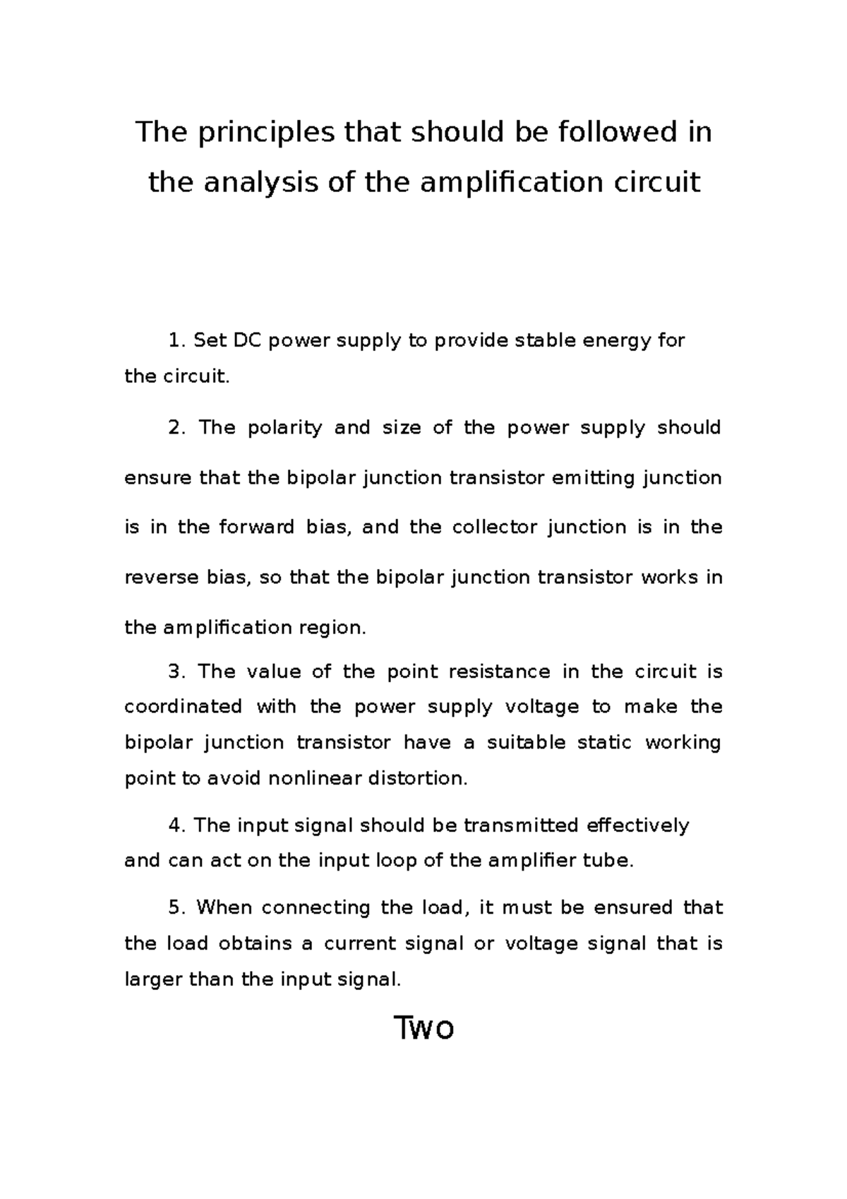 The principles that should be followed in the analysis of the ...