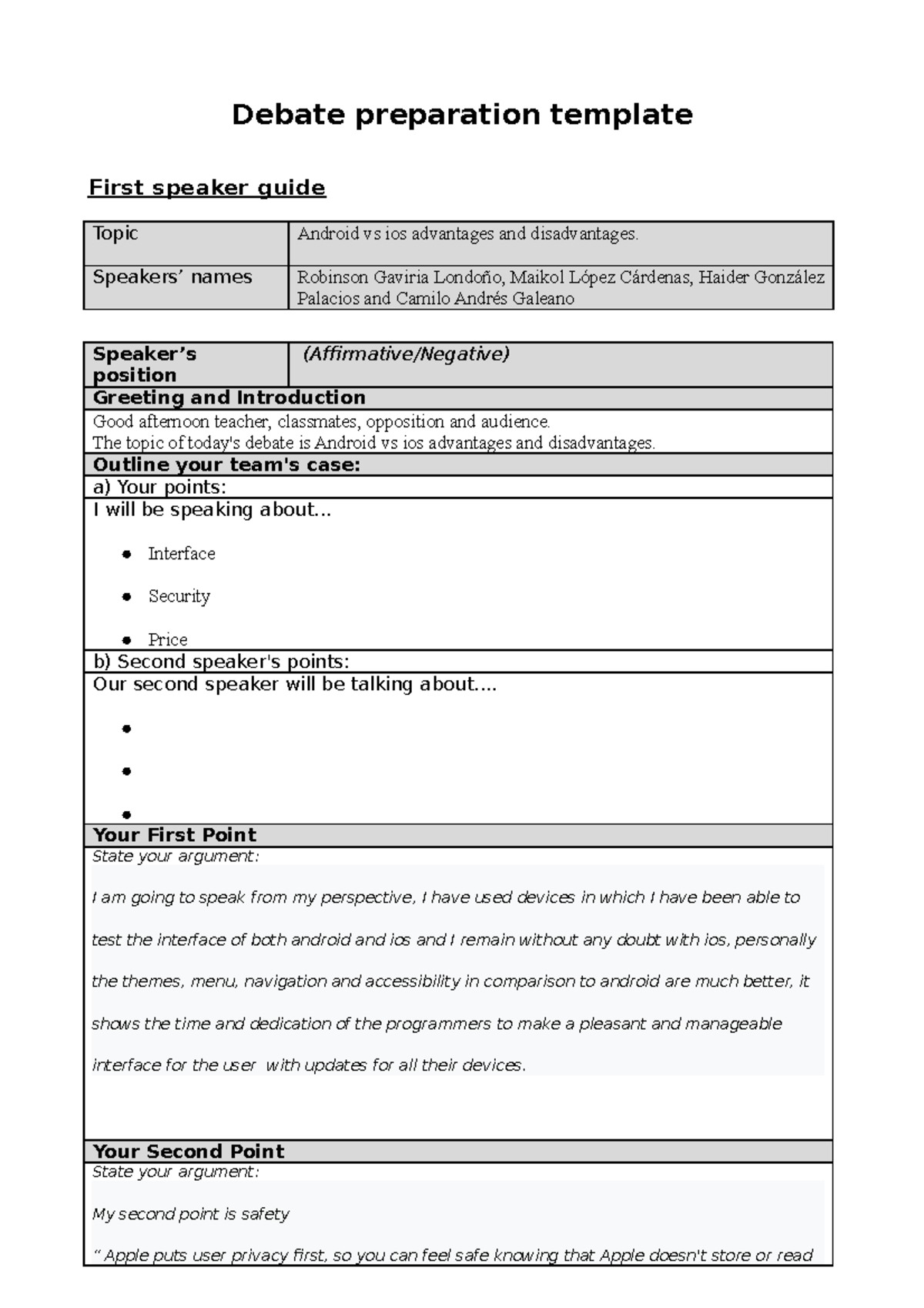 EP09-AA10-EV06-Camilo Galeano - Debate preparation template First ...