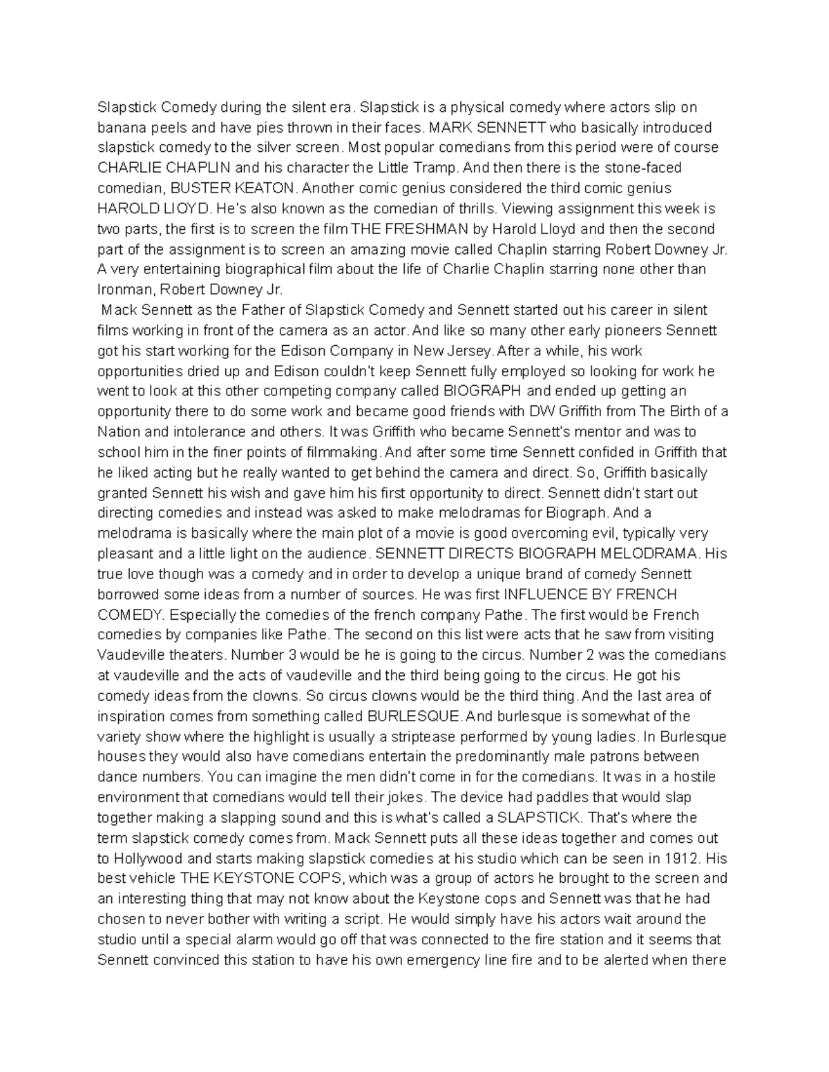 Untitled document-2 - online - Slapstick Comedy during the silent era ...