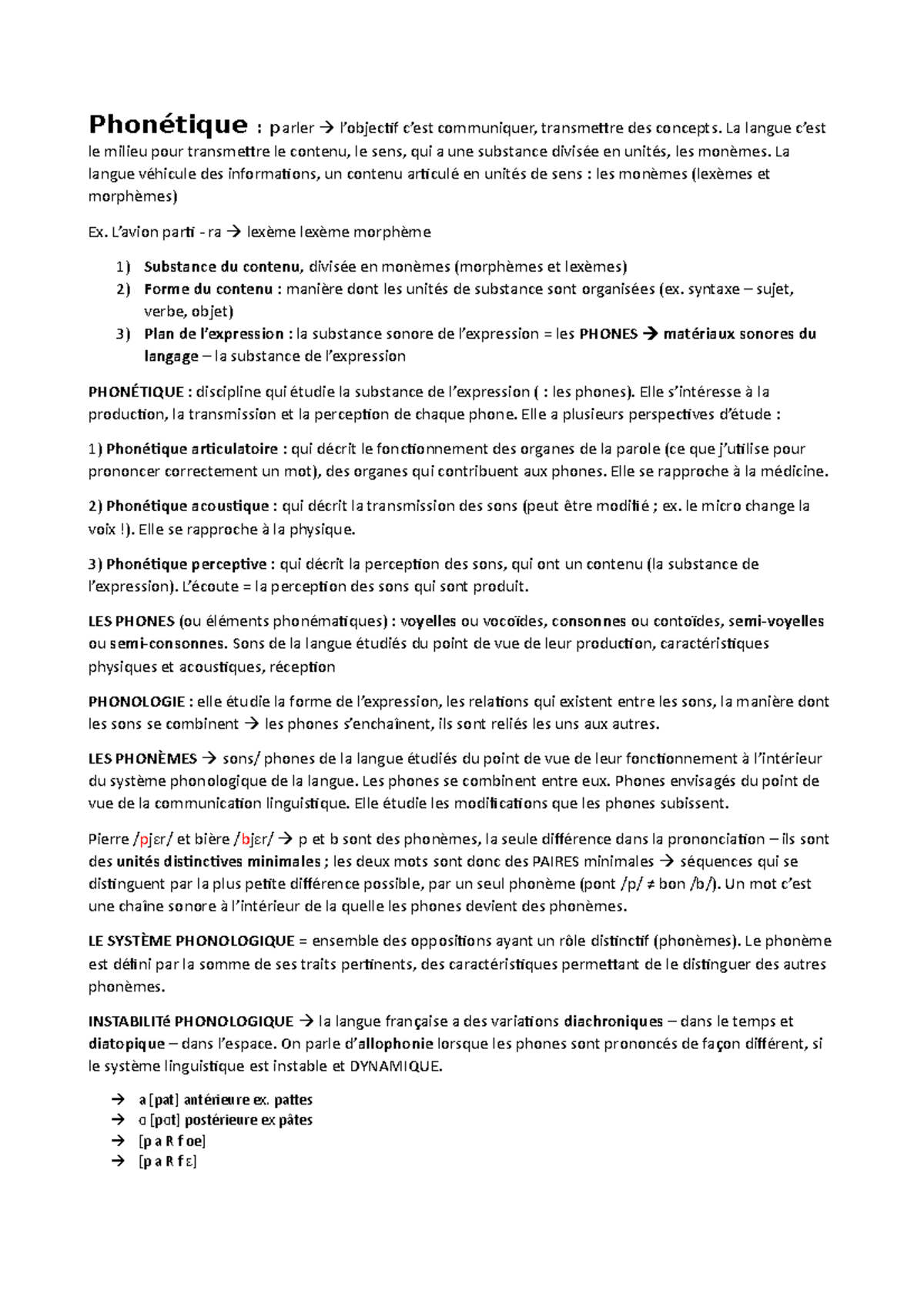 Phonétique - fonetica francese per esame - Phonétique : p arler l ...